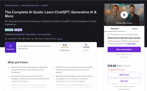Top 10 Best-Selling AI Courses on Udemy (2026)